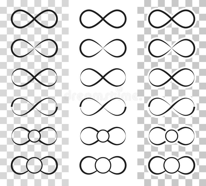 Icons Set of Infinity Symbols with Variable Lines Stock Vector ...