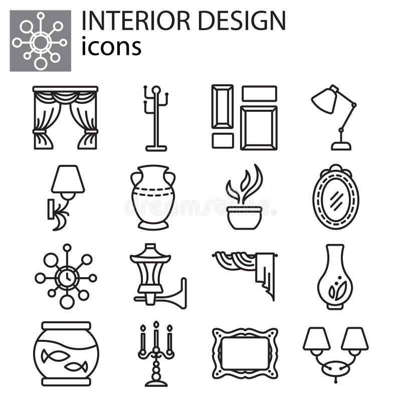 Icons Set - Interior Design Stock Vector - Illustration of mirror ...