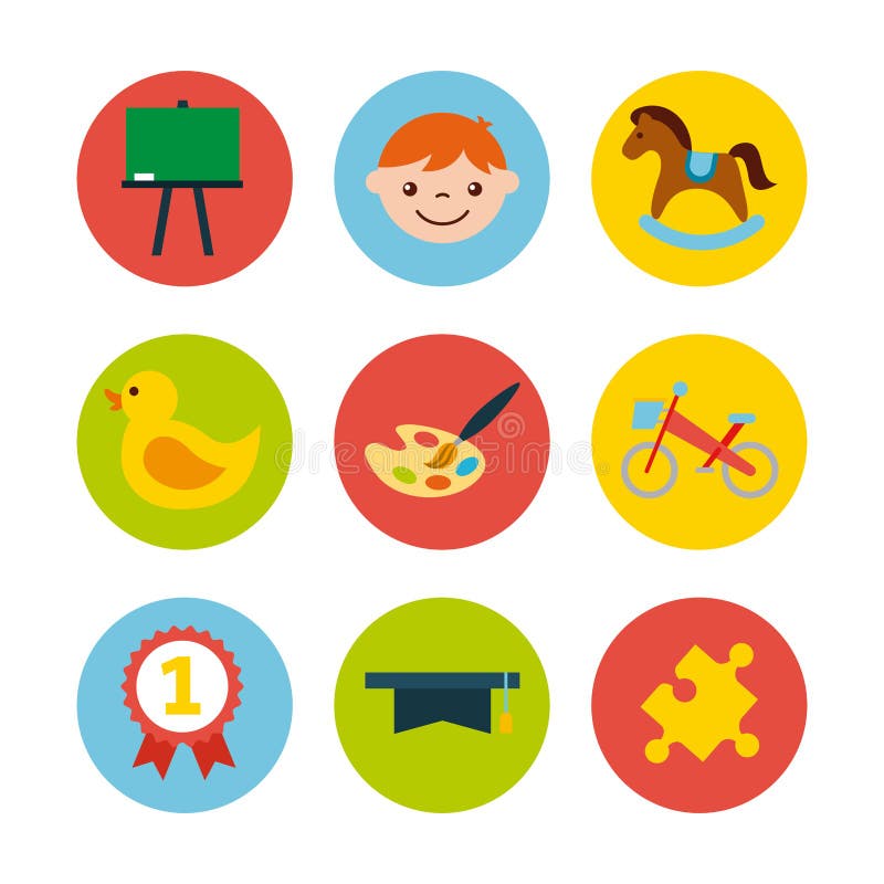 Icons set kinder garten stock vector. Illustration of icon - 94994886