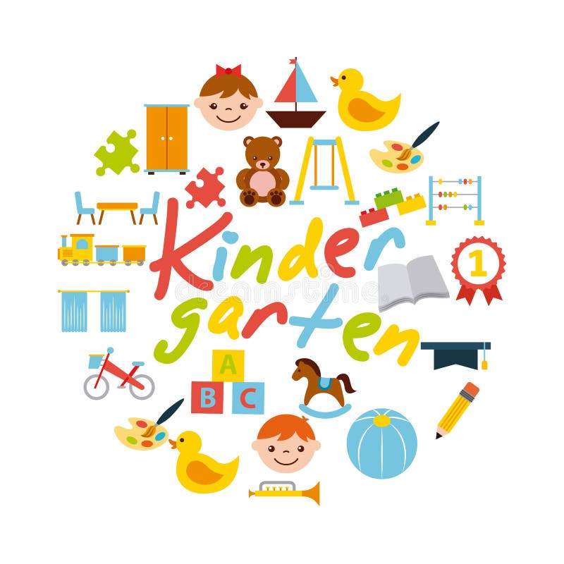 Icons set kinder garten stock vector. Illustration of garden - 94995486