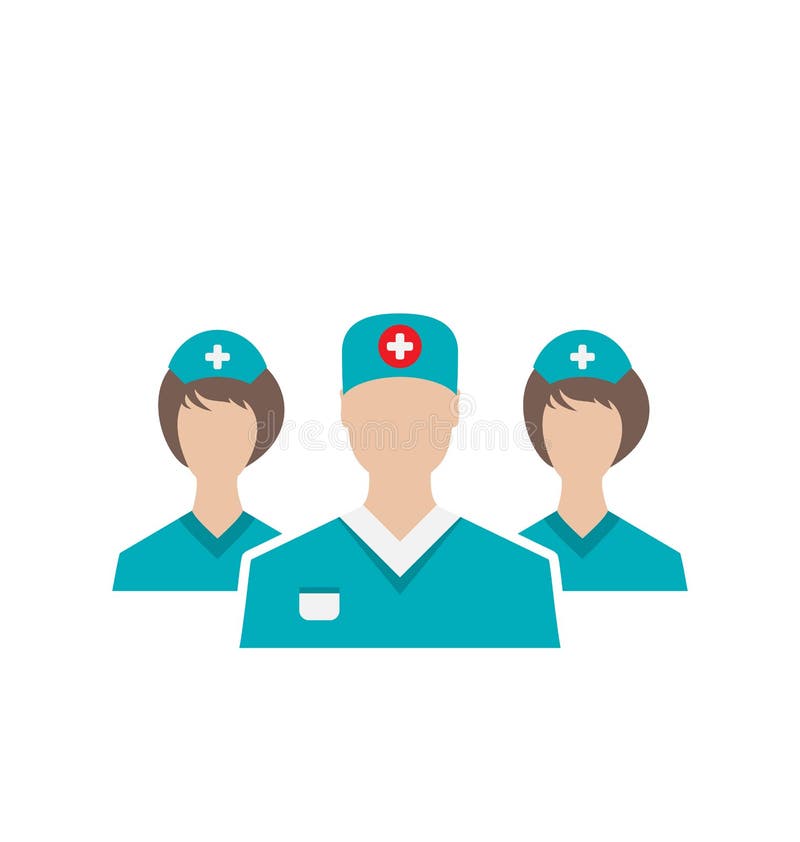 Icons Set Of Medical Employees In Modern Flat Design Style Isolated On