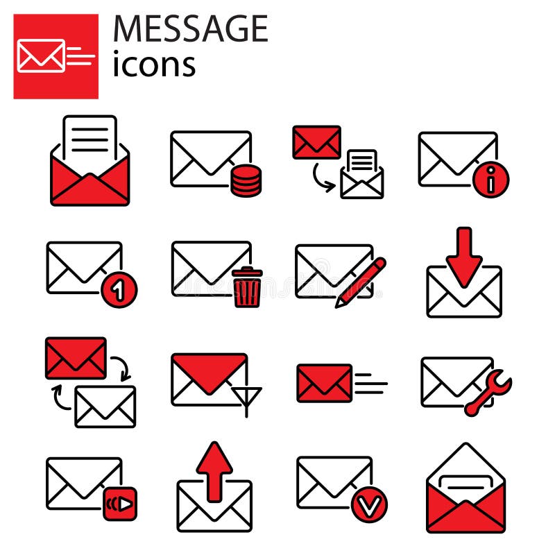 Icons set. Messages vector stock vector. Illustration of connection ...