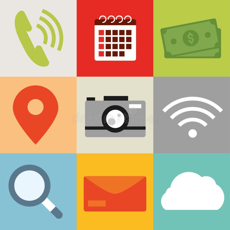 Icons set mobile apps stock vector. Illustration of apps - 240326905