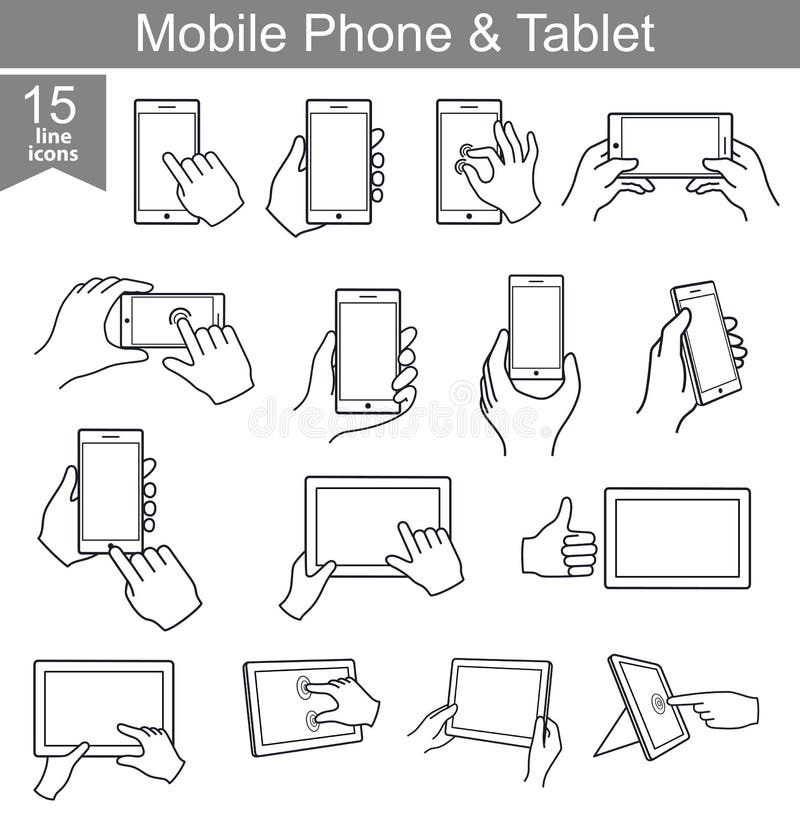 Icons Set of Mobile Phone and Tablet. Stock Vector - Illustration of ...
