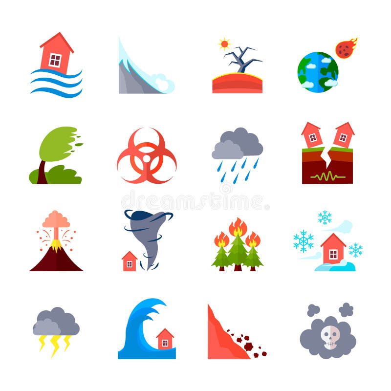 Icons Set of Natural Disasters Stock Vector - Illustration of hurricane ...