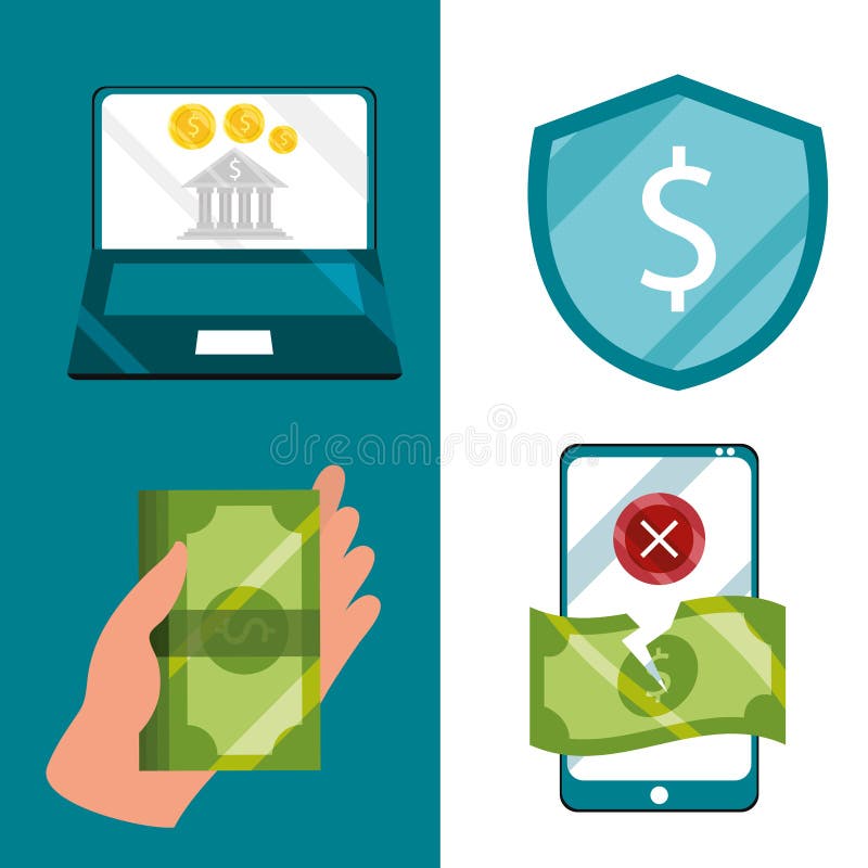 Icons Set Online Transaction Stock Vector - Illustration of service ...