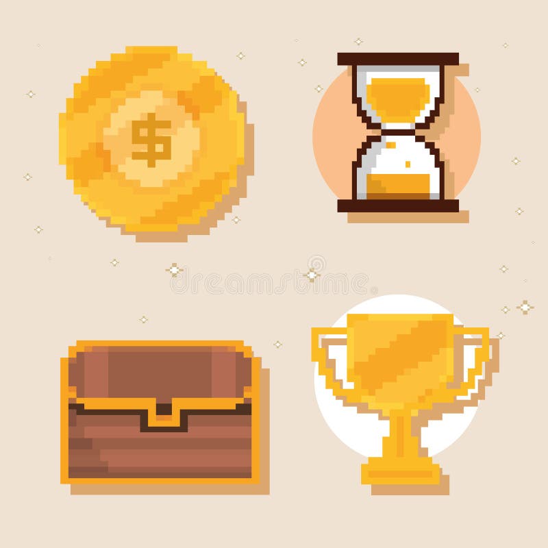 Icons set pixelated art stock vector. Illustration of vector - 240408927