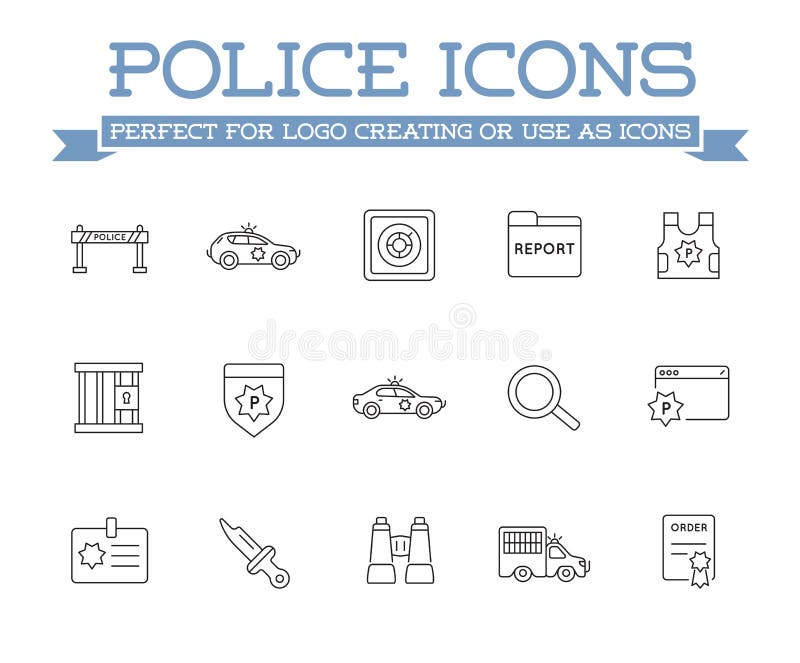 Icons Set of Police Related Icons Stock Vector - Illustration of guard ...