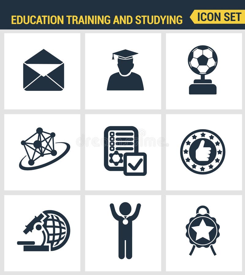 Icons Set Premium Quality of Basic Education Training and Studying ...
