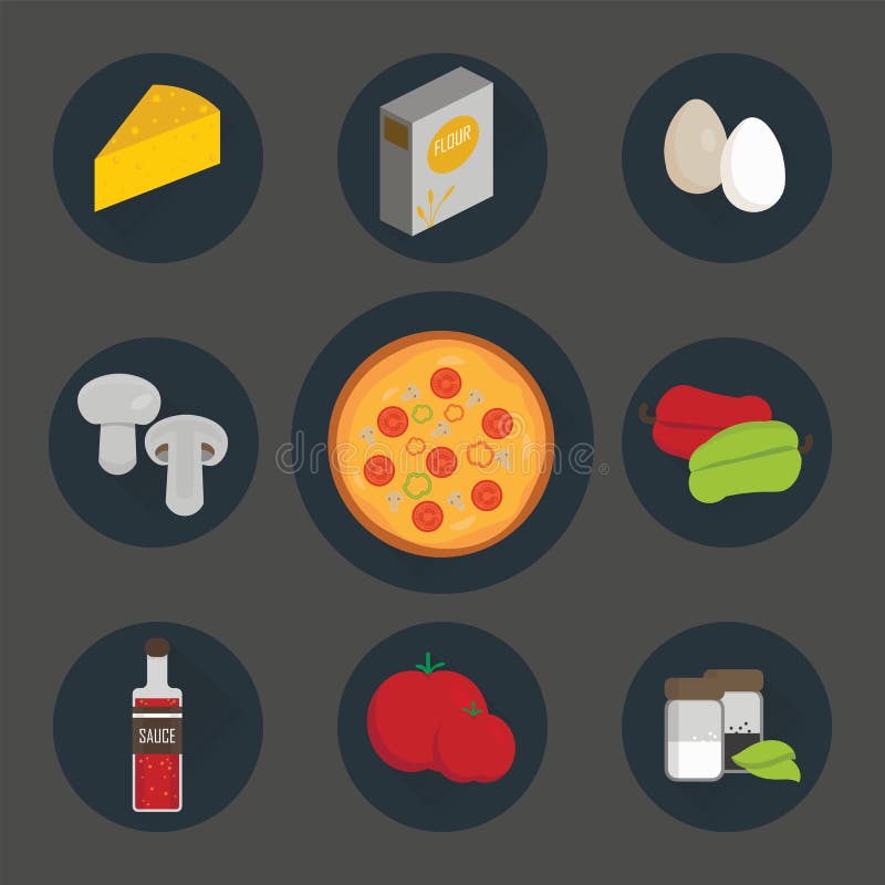 Icons Set of Process Cooking Pizza. Stock Vector - Illustration of food ...