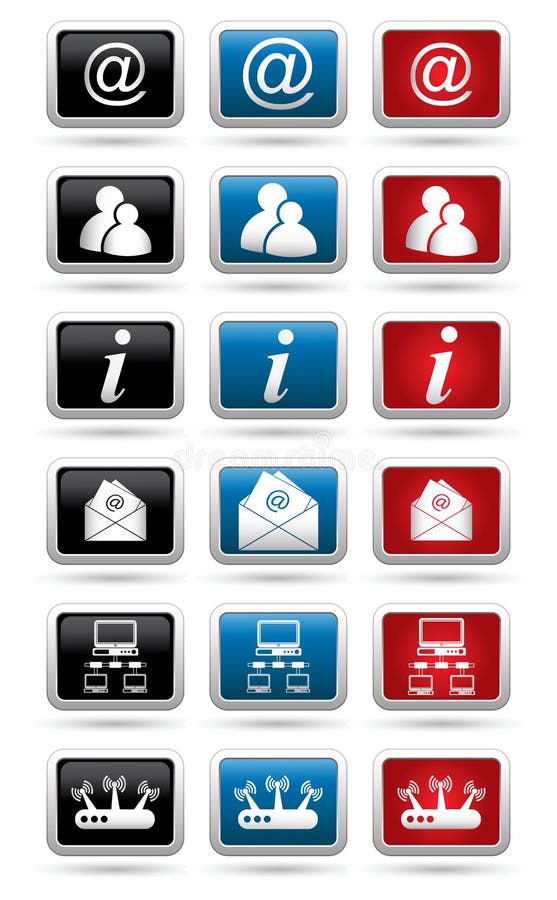 Icons Set on the Rectangular Buttons Stock Vector - Illustration of ...