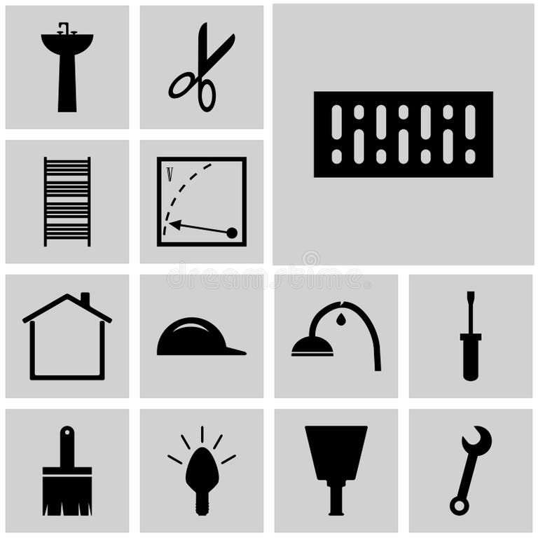 Icons Set Refit/ Vector Icons Refit/ Flat Icons Refit/ Icon Brick ...