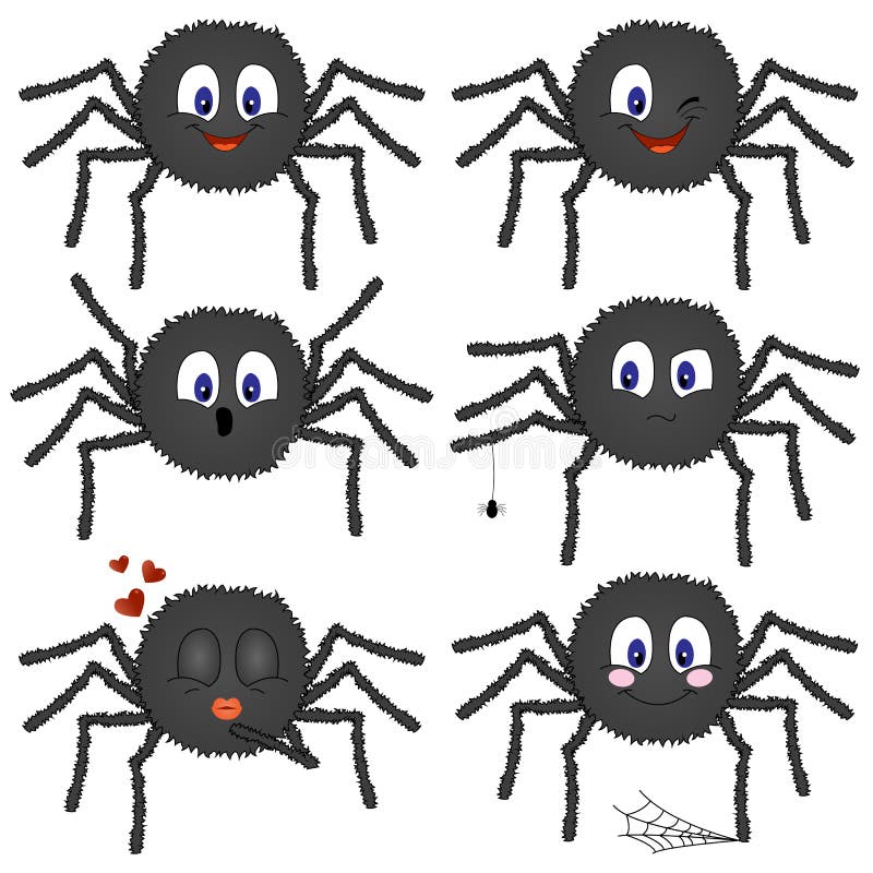 Icons Set of Smiley Spiders. Stock Vector - Illustration of fantasy ...