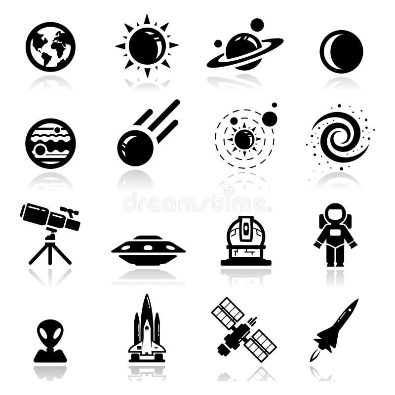 Icons set space stock vector. Illustration of black, icons - 20691730