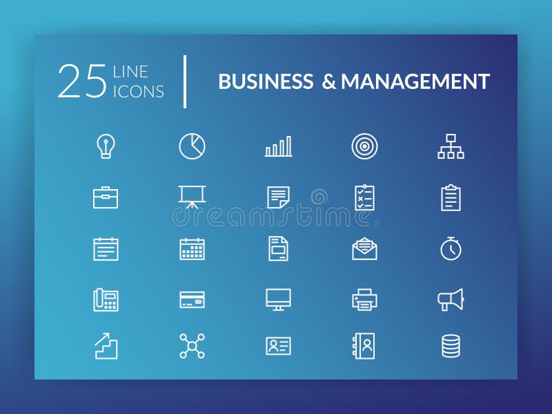 Line Icon Set for Business and Management Stock Vector - Illustration ...