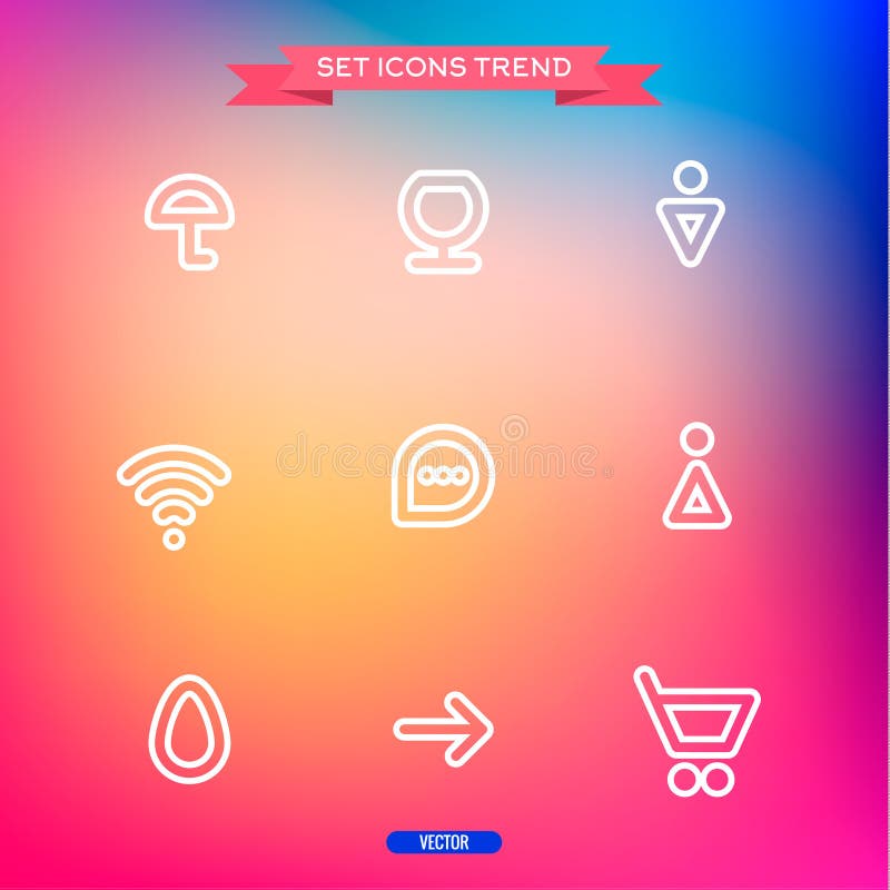Icons Set Vector Trend Outline Symbol Web Stock Vector - Illustration ...