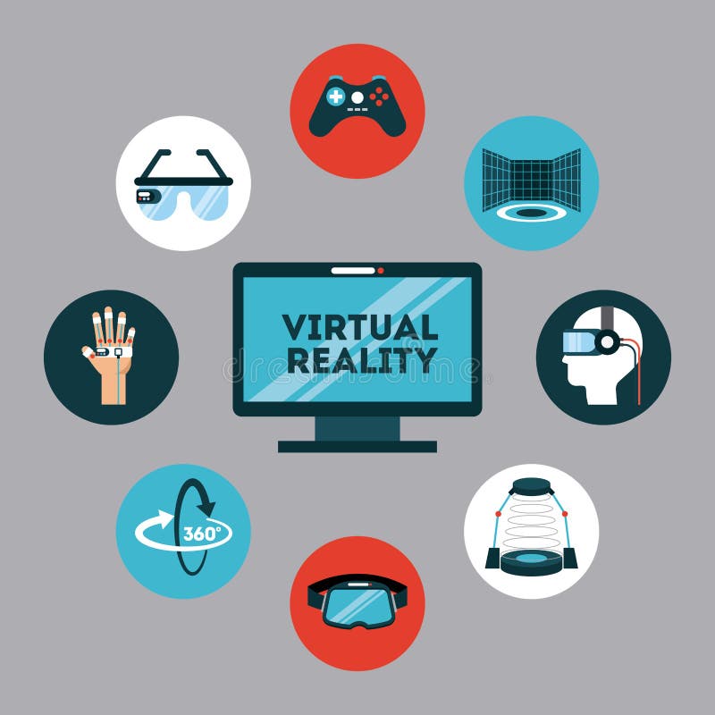 Icons set virtual reality stock vector. Illustration of camera - 93415728