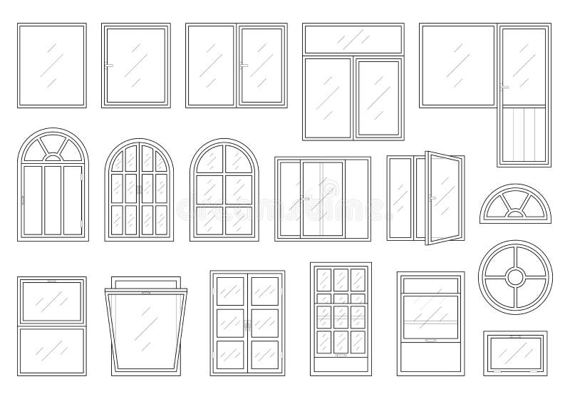 Icons Set of Windows Types. Stock Vector - Illustration of architecture ...