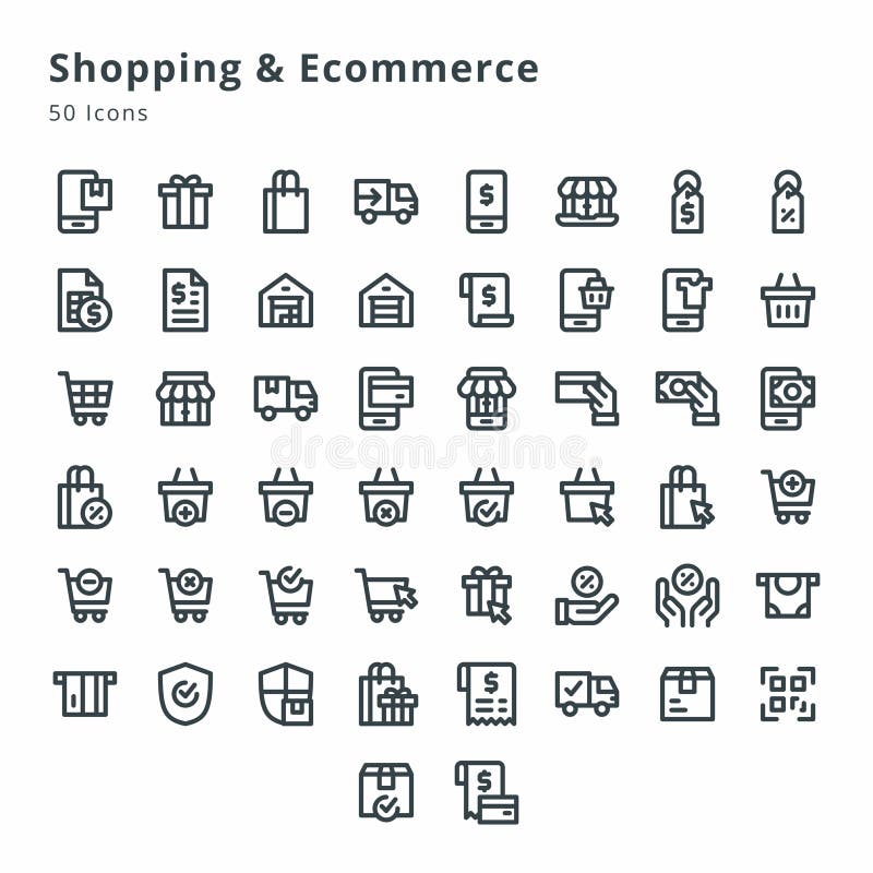 50 Icons of Shopping and Ecommerce Collection Stock Vector ...