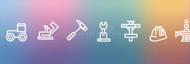 Icons Showcasing Construction Materials and Tools on a Soft Gradient Background for Design ...