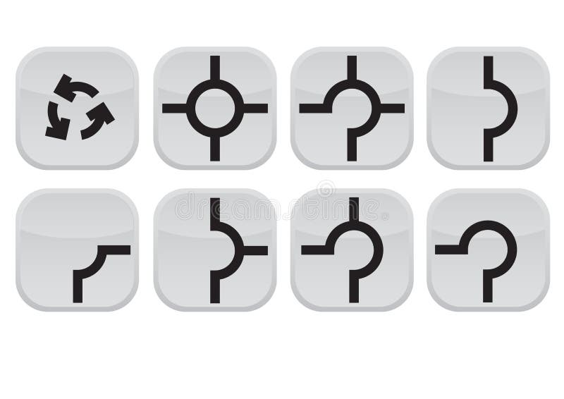 Icons with Signs Road Rings Stock Illustration - Illustration of road ...