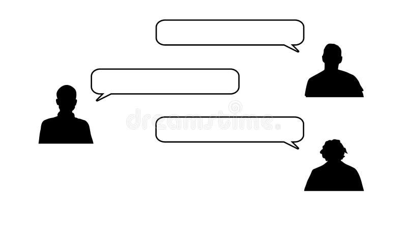 Icons of Silhouettes of People with Bubble for Text. Chat Message ...