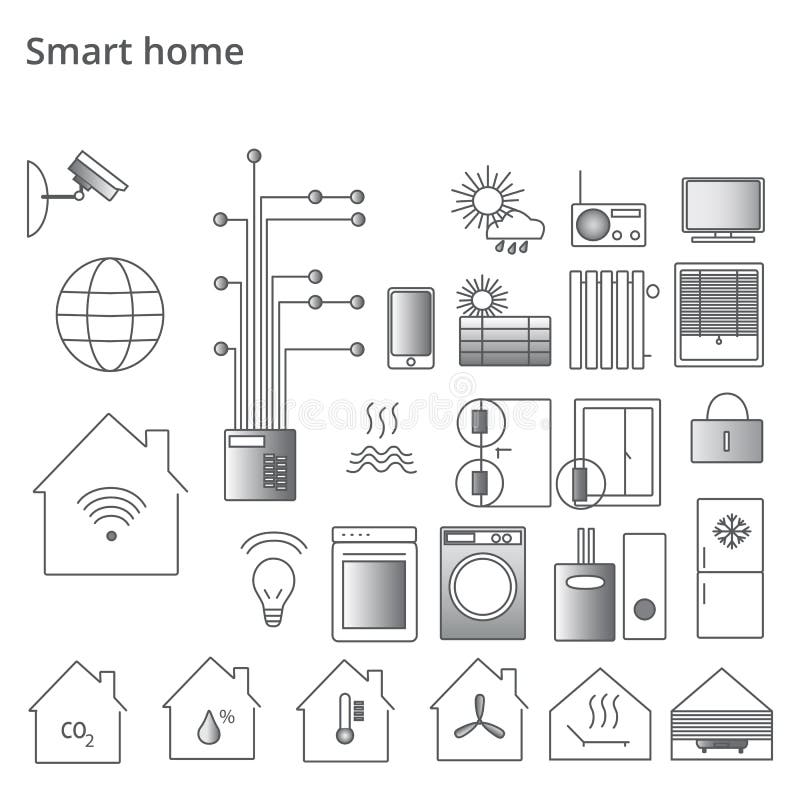 Icons smart home control. stock vector. Illustration of design - 74305399
