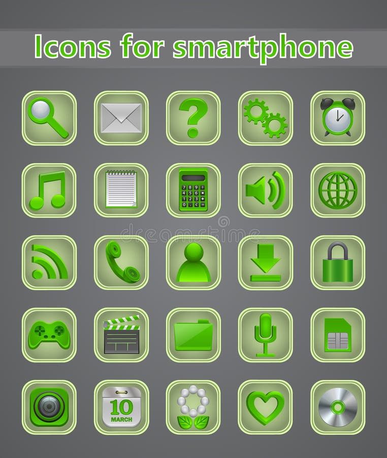 Icons Smartphone Shades Green Stock Illustrations – 207 Icons ...