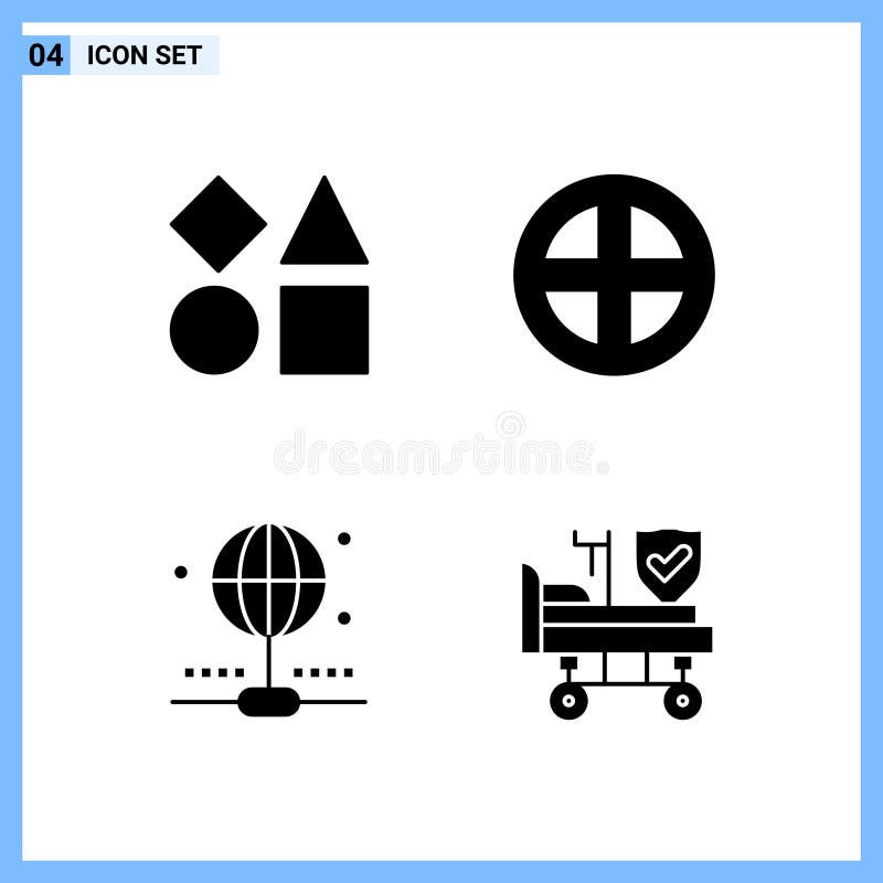 4 Icons. Solid Style Creative Glyph Symbols Stock Vector - Illustration ...