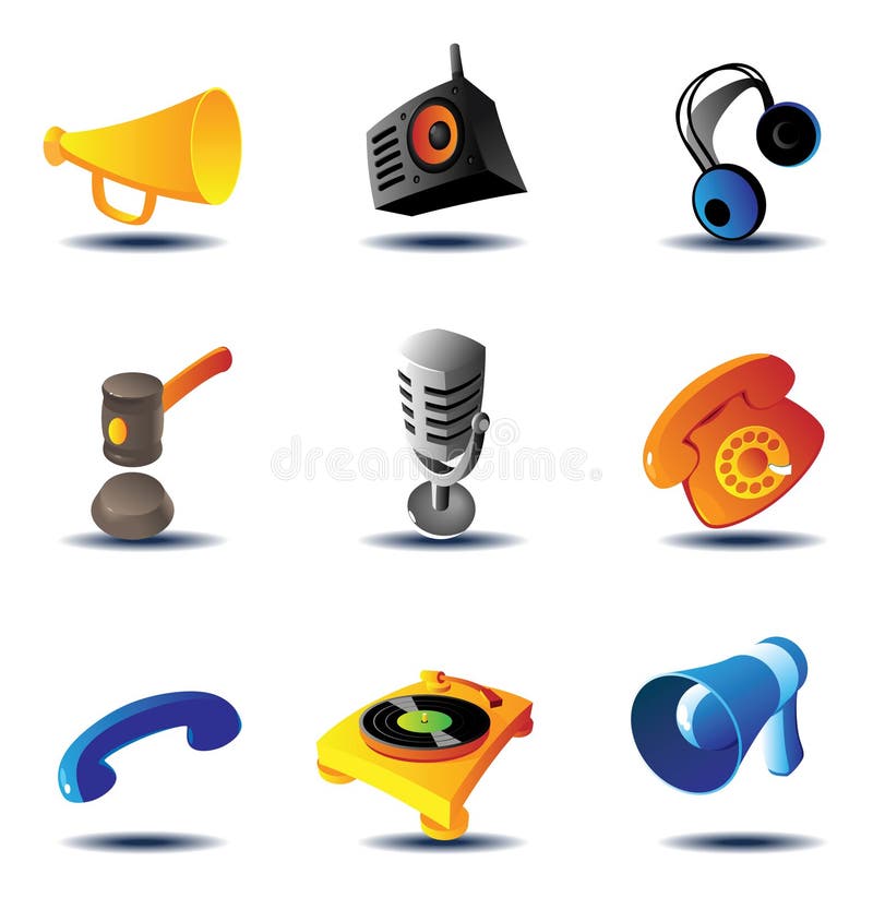Icons of sound devices stock vector. Illustration of fashioned - 11899712