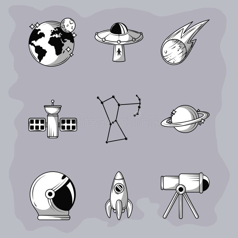 Icons space galaxy stock vector. Illustration of satellite - 252837695