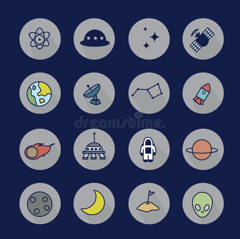 Icons space stock vector. Illustration of satellite, telescope - 74477981