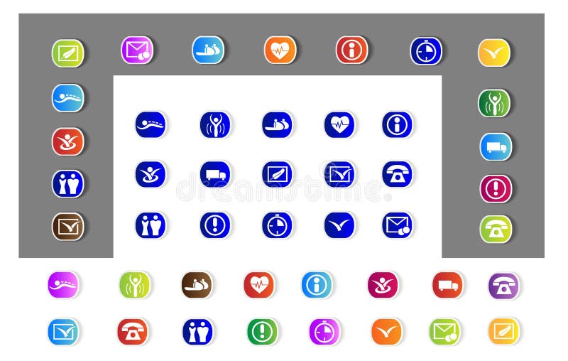 Icons on stickers stock vector. Illustration of blue - 41750143