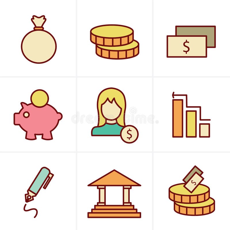 Icons Style bank stock vector. Illustration of item, financial - 59945583