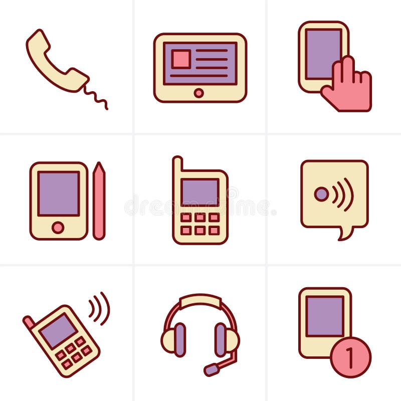 Icons Style Vector Phone Icons Set Stock Vector - Illustration of ...