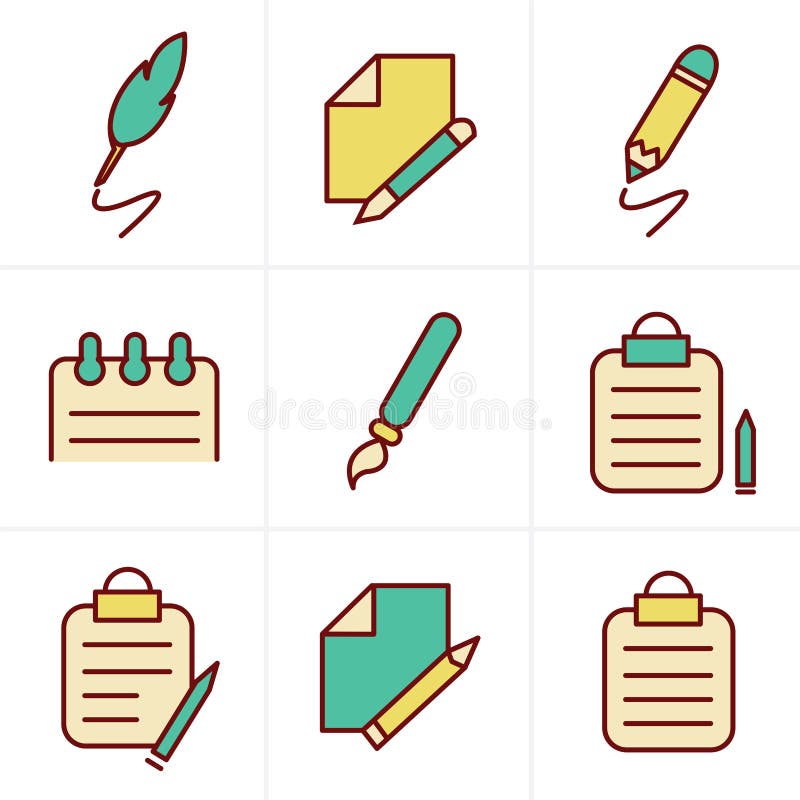 Writing icons stock illustration. Illustration of journal - 59945531
