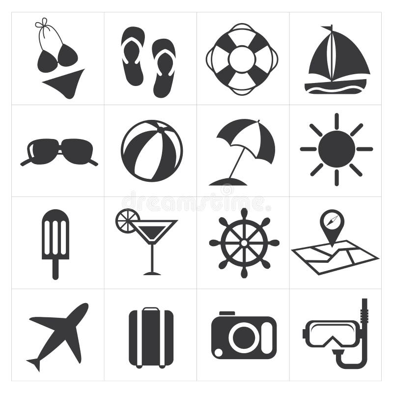 Set of icons of summer stock vector. Illustration of summer - 29627824