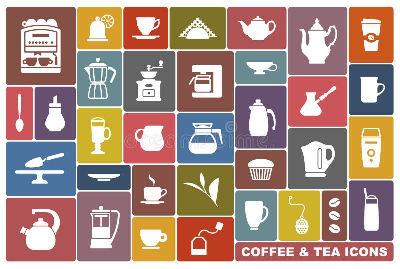 Icons of tea and coffee stock vector. Illustration of milk - 31487518