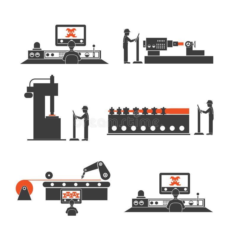 Icons of Technological Processes of Production Stock Vector ...