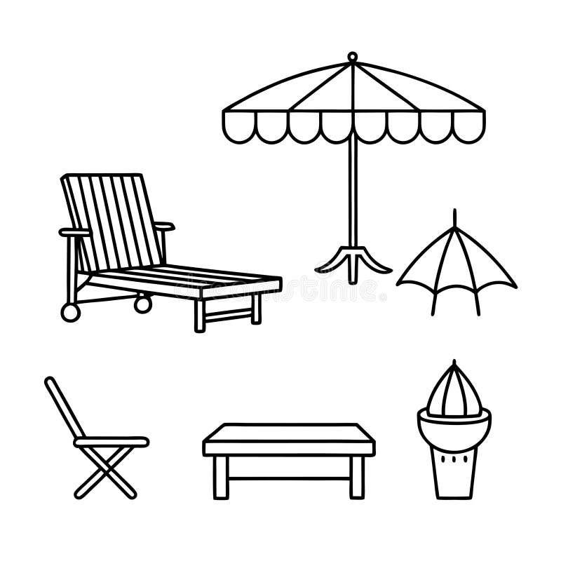 Icons for Terrace Lounge Design Stock Vector - Illustration of icons ...