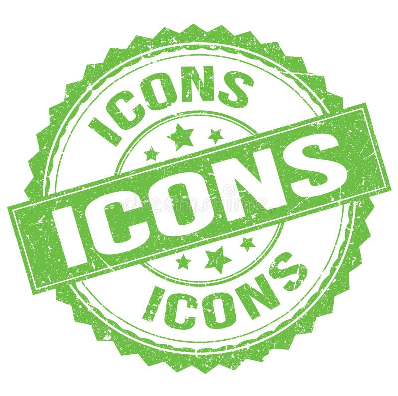 ICONS Text on Green Round Stamp Sign Stock Illustration - Illustration ...