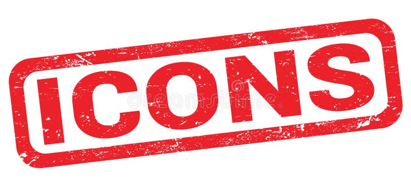 ICONS Text Written on Red Rectangle Stamp Stock Illustration ...