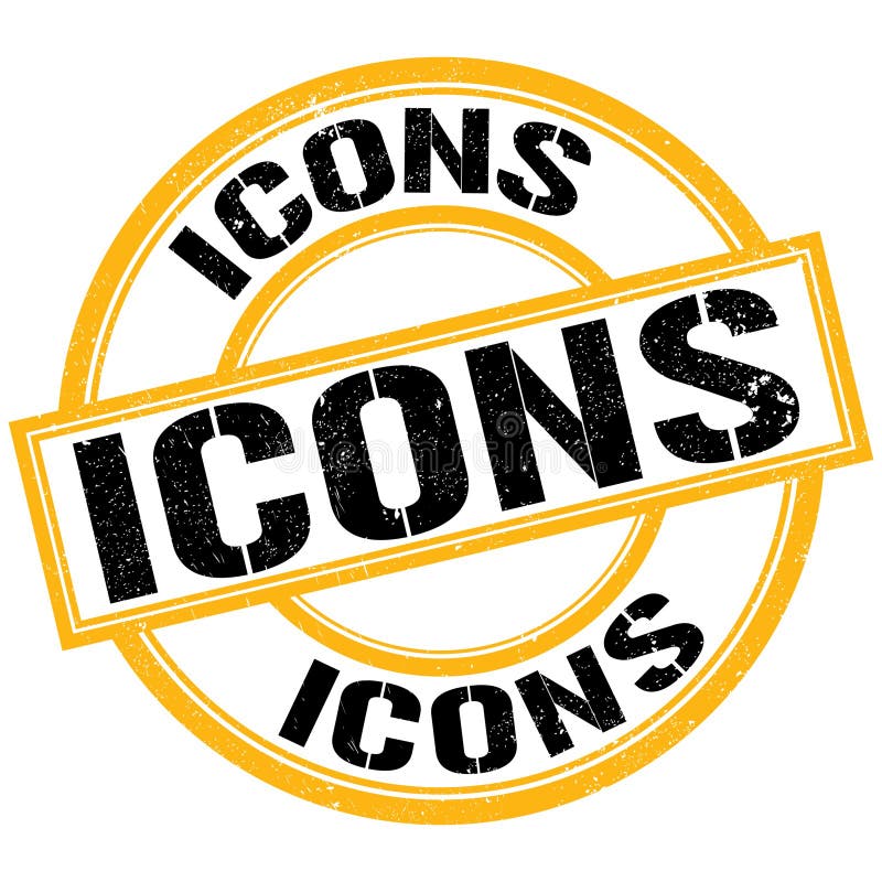 ICONS Text on Yellow-black Round Stamp Sign Stock Illustration ...