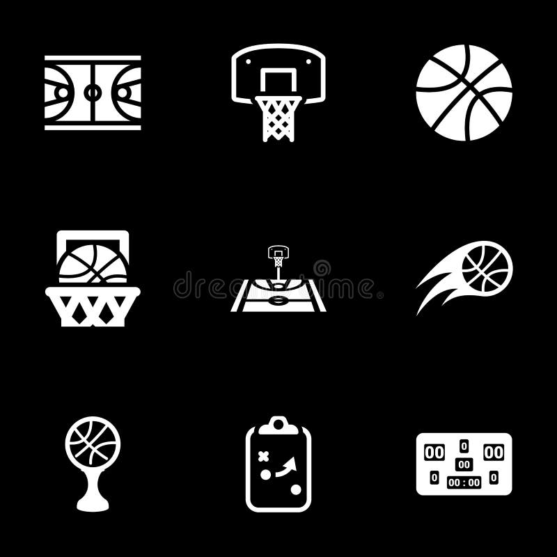 Icons for Theme Basketball , Vector, Icon, Set. Black Background Stock ...