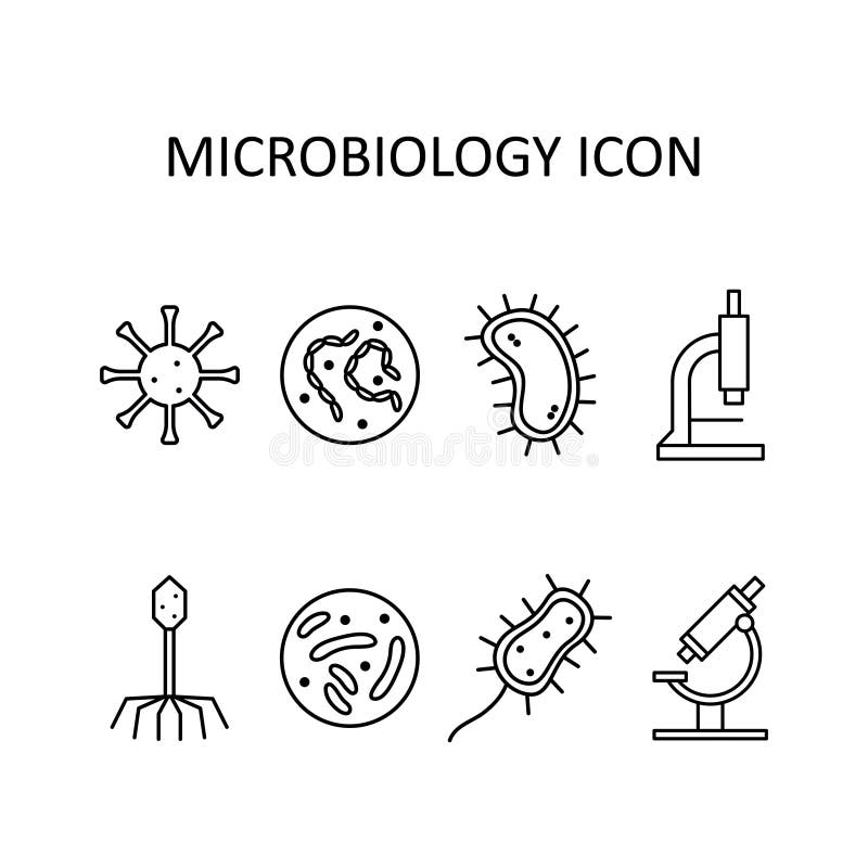 Icons on the Theme of Microbiology - Virus, Microbe, Bacterium ...