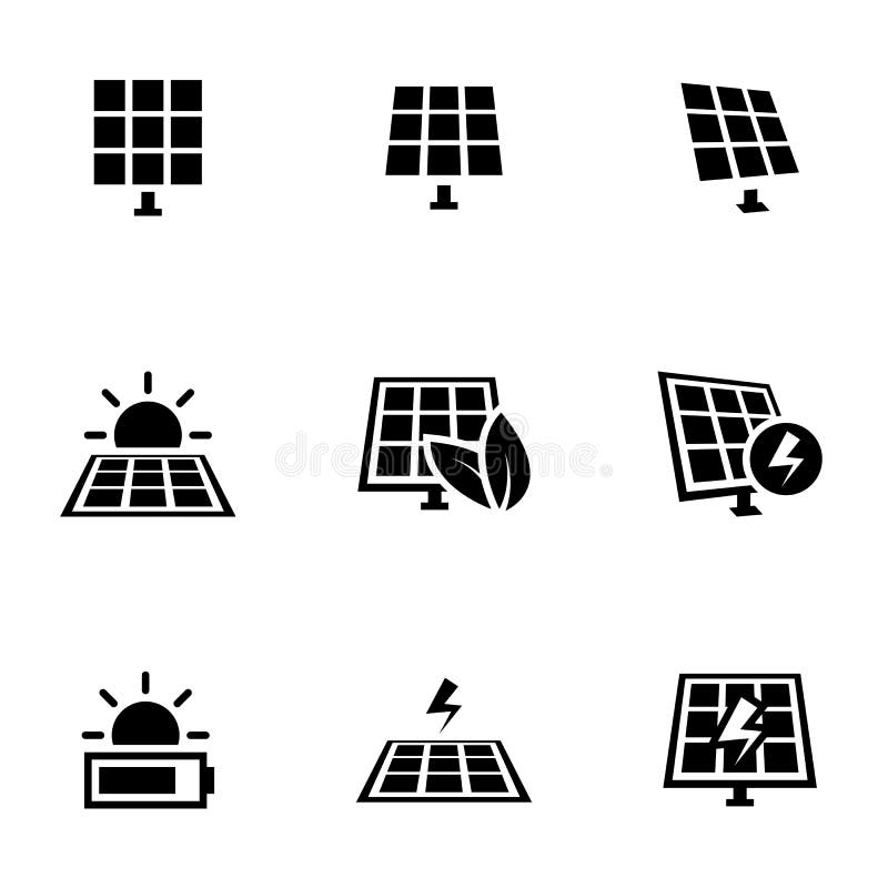 Simple Vector Icons. Flat Illustration on a Theme Solar Panels Stock ...