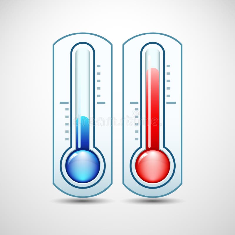 Thermometers with High and Low Temperatures Graphic Icons Stock Vector ...