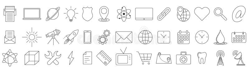 Icons in Thin Line Style. Vector Linear Icons Stock Illustration ...