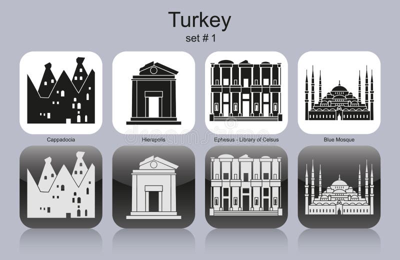 Icons of Turkey stock vector. Illustration of cathedral - 39807146