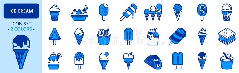Icons in Two Colors about Ice Cream Stock Illustration - Illustration ...